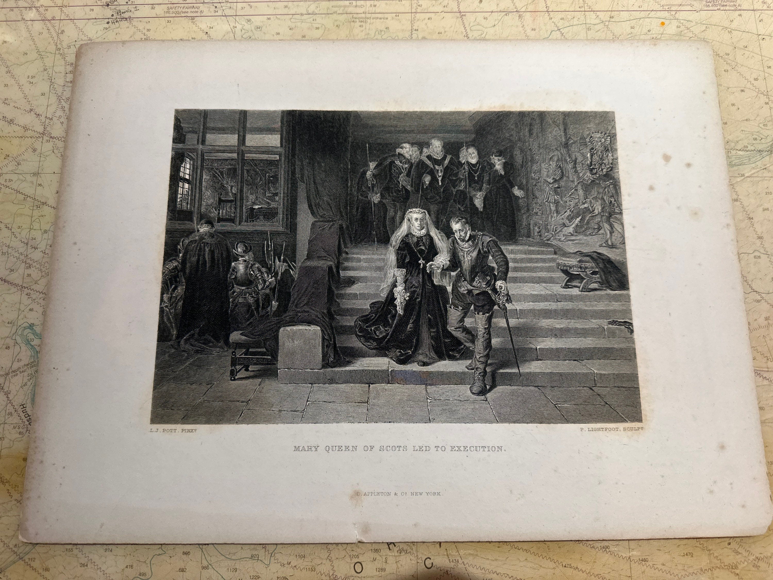 Lithograph "Mary Queen Of Scots Led To Execution" Printed Artwork | Ho ...
