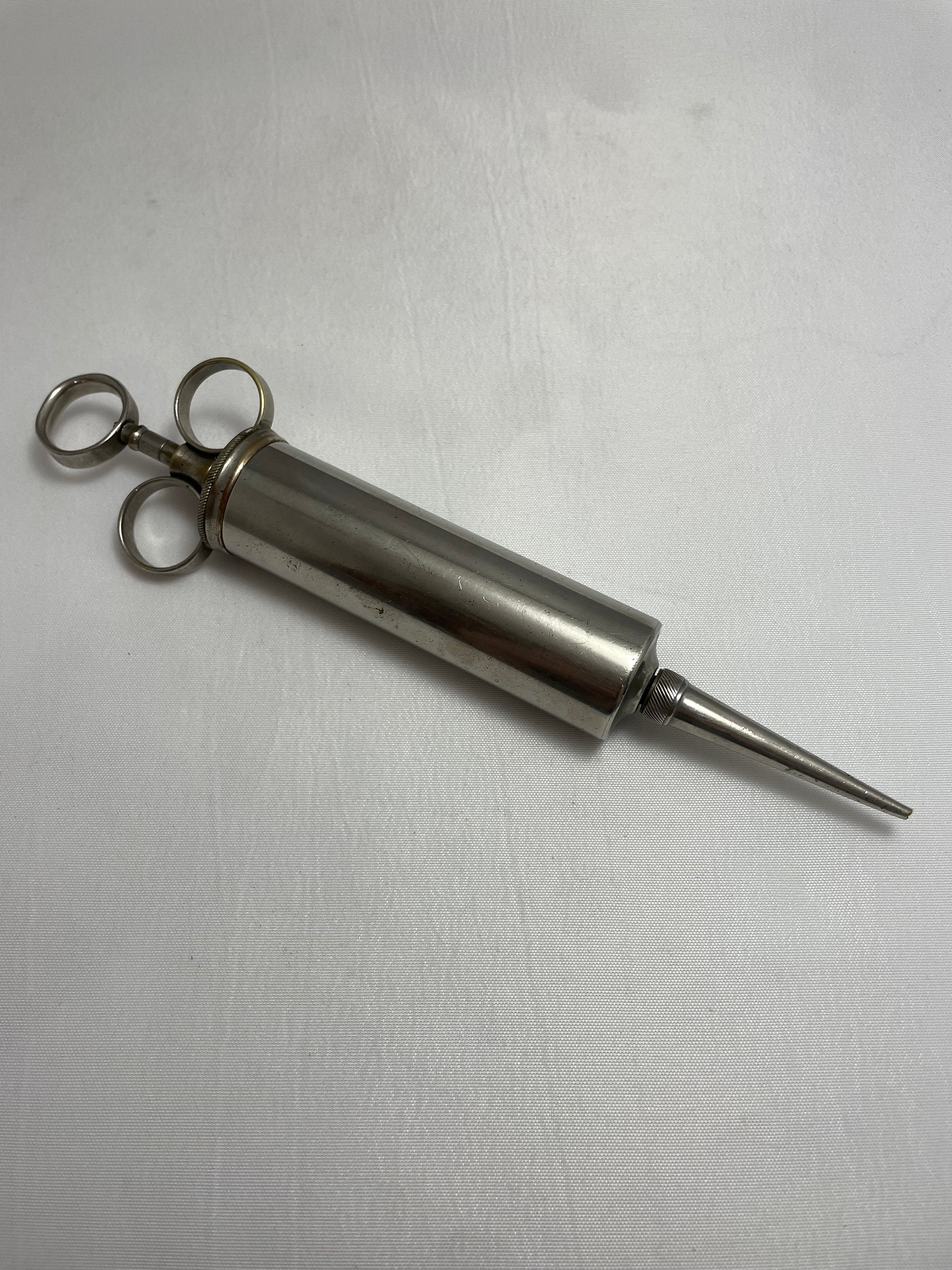 Early 1900's Antique Metal Syringe - Rare Collectible - Medical Device